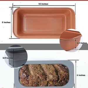 Hitseon Meatloaf Pan with Drain Tray, 2 in 1 Foldable Loaf Pans for Baking Bread, Dishwasher Safe Metallic Nonstick Coating Bread Pan with Silicone Rack for Oven Cooking (Gray)