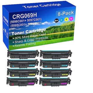 8-pack (2bk+2c+2y+2m) compatible high yield crg-069h crg069h (5098c001+ 5097c001+ 5095c001+ 5096c001) laser printer toner cartridge used for canon mf753cdw mf751cdw lbp674cdw printer