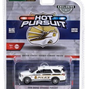 2018 Durango Pursuit White United States Secret Service Police Washington DC Hot Pursuit Special Edition 1/64 Diecast Model Car by Greenlight 43015E