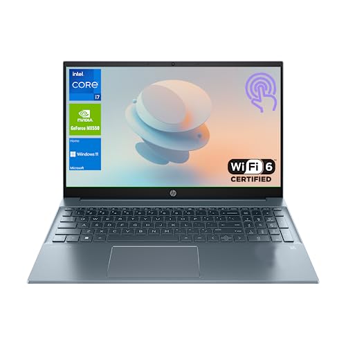 HP 2023 Newest Pavilion Laptop, 15.6" FHD Touchscreen Display, Intel Core i7-1355U Processor, NVIDIA GeForce MX550, 64GB RAM, 2TB SSD, Wi-Fi 6, HDMI, Webcam, Backlit KB, Windows 11 Home, Blue