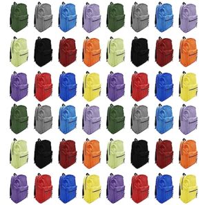 48 pack backpack, bulk 17 inch outdoor travel zippered bags bulk pack for corporate events (assorted colors)