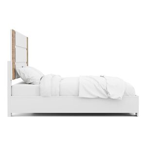 Furniture of America Valentina Modern Solid Wood Two-Tone Panel Bedroom, Guest Room Bed, California King, White and Natural Brown