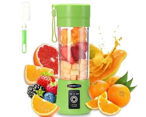 UgenixPRO® Electric USB Portable Juicer Mini Blender and Smoothies Six Blades Great for Mixing Portable Blender (Green)