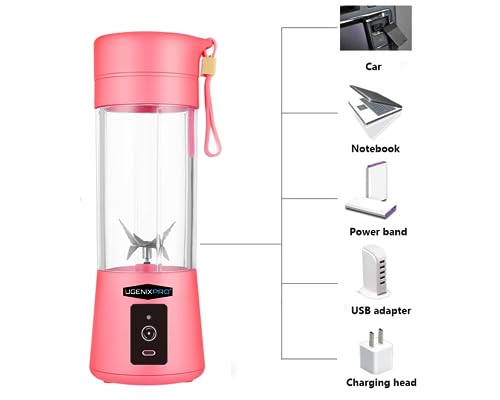 UgenixPRO® Electric USB Portable Juicer Mini Blender and Smoothies Six Blades Great for Mixing Portable Blender (Green)