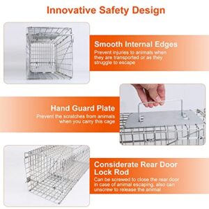 Moclever Humane Rat Trap Cage Catch Release Live Rat Traps Live Traps for Rat Live Animal Rodent Cage Collapsible Galvanized Wire for Small Raccoons Beavers Groundhogs Foxes Armadillos-23.3X7.7X7.2In