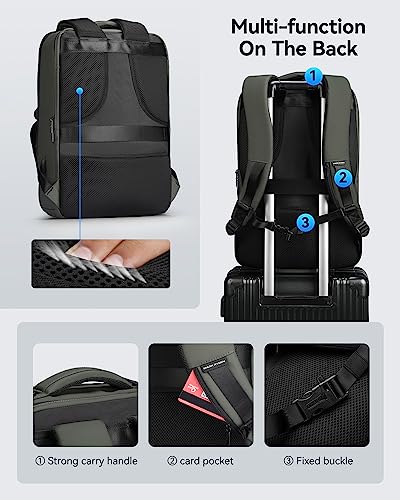 Muzee Business Backpack for Men,Waterproof and Travel Laptop Backpack with USB Charging, Fits 17 Inch Laptop and Tech Gear