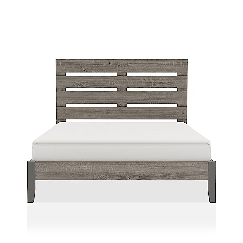 24/7 Shop at Home Kaya Transitional Wood Platform Bed with Tapered Legs for Bedroom, Guest Room Bed, California King-Size, Gray