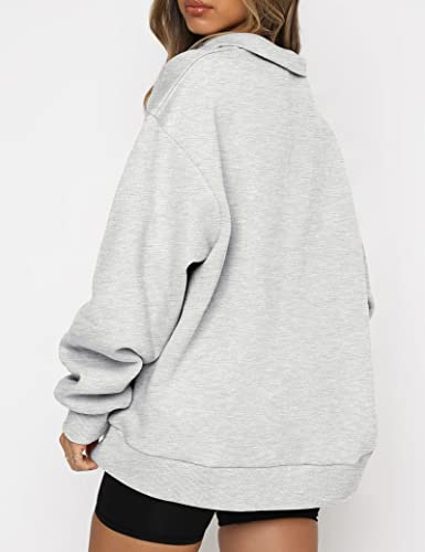 AUTOMET Womens Oversized Sweatshirts Hoodies Half Zip Pullover Trendy Long Sleeve Shirts Tops Y2k Fall Outfits Sweaters Clothes 2023 Grey