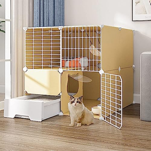 Cat Cage - Chinchilla Cage Rabbit cage Indoor Large with Litter Box DIY Cat Playpen Detachable Metal Wire Kitten Kennels Crate Small Animal Cage for Pet (Size : 75 * 49 * 73cm)