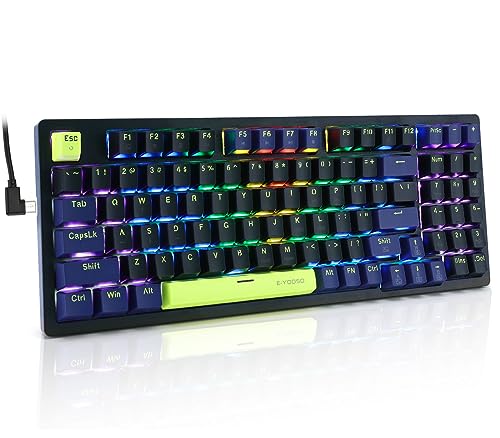 E-YOOSO Z-94 Mechanical Gaming Keyboard Rainbow Backlit, 94 Key Gaming Keyboard for Office and Games (Red Switch)