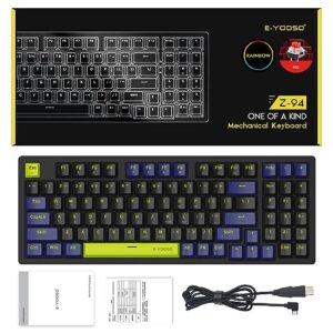 E-YOOSO Z-94 Mechanical Gaming Keyboard Rainbow Backlit, 94 Key Gaming Keyboard for Office and Games (Red Switch)