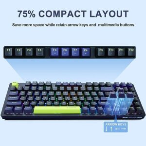 E-YOOSO Z-94 Mechanical Gaming Keyboard Rainbow Backlit, 94 Key Gaming Keyboard for Office and Games (Red Switch)