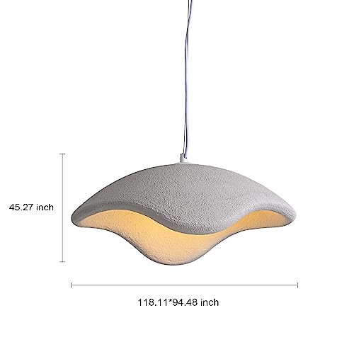 JUTHTBO 11.8in Pendant Light Fixtures，Modern Japanese Lamp for Room Lighting in Resin Materials，Concrete Pendant Light，Wabi-sabi Pendant Lights，lamparas colgantes for Dining Room