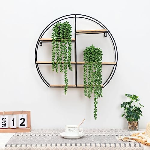 Floweroyal 2pcs Fake Hanging Plants Fake Potted String of Pearls Succulent Plants Small Faux Plants for Indoor Outdoor Shelf Wall Decor