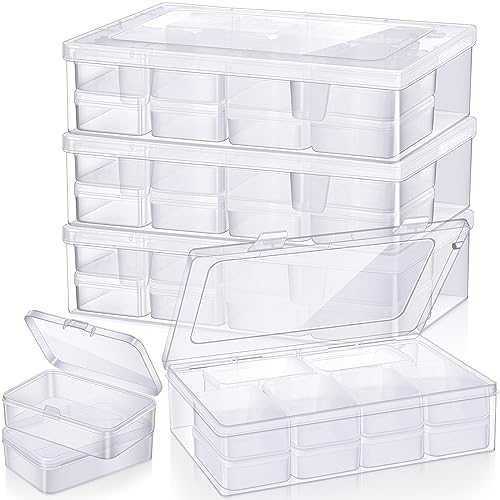 39 pack Clear Plastic Storage Cases Small Beads Organizer Container Transparent Boxes with Hinged Lid for Small Items with Hinged Lid and Rectangle Clear Craft Supply Cases (3.35 x 2.17 x 0.98 Inches)