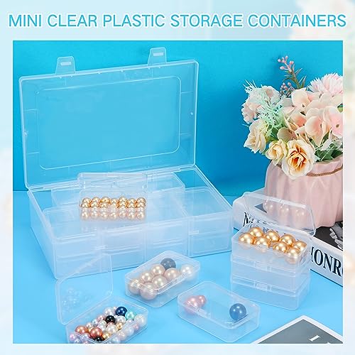 39 pack Clear Plastic Storage Cases Small Beads Organizer Container Transparent Boxes with Hinged Lid for Small Items with Hinged Lid and Rectangle Clear Craft Supply Cases (3.35 x 2.17 x 0.98 Inches)