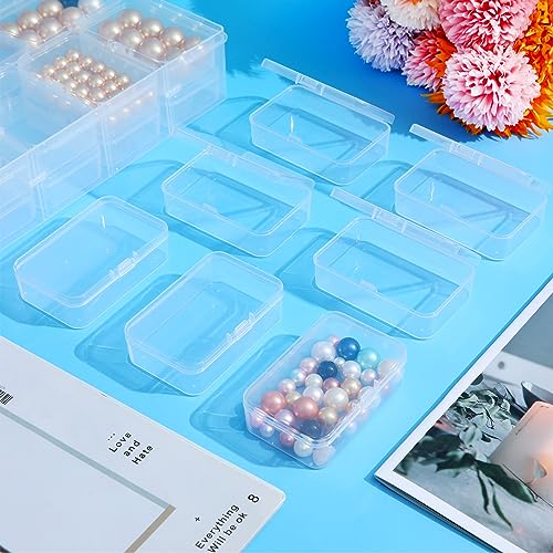 39 pack Clear Plastic Storage Cases Small Beads Organizer Container Transparent Boxes with Hinged Lid for Small Items with Hinged Lid and Rectangle Clear Craft Supply Cases (3.35 x 2.17 x 0.98 Inches)