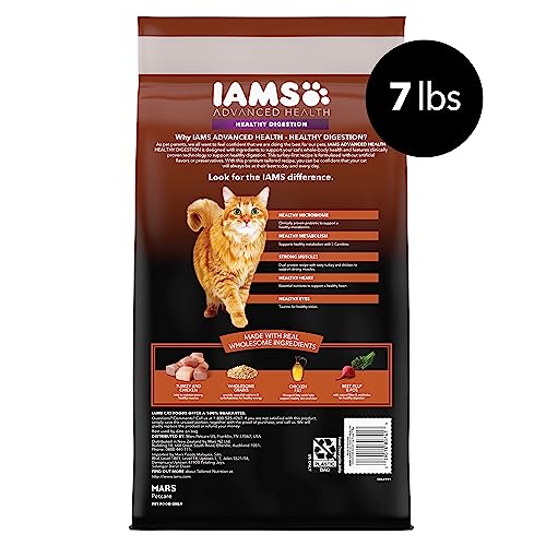 IAMS Advanced Health Healthy Digestion Turkey and Chicken Recipe Adult Dry Cat Food, 7 lb. Bag