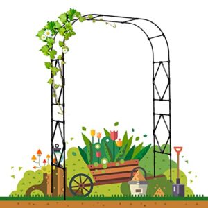 heavy duty garden arch roses vines black metal tubular arbour archway arches trellis arbor frame anti-rust weatherproof 1 pcs 1.8x2.4m 2.8x2.4m 3.2x2.4m (black w2.3xh2.4m)