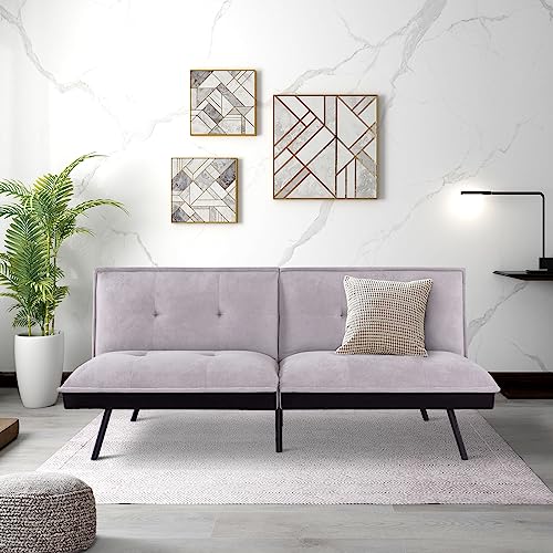 MUUEGM Grey Fabric Futon Sofabed