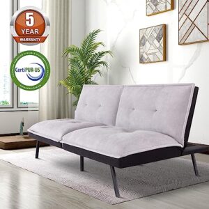 MUUEGM Grey Fabric Futon Sofabed