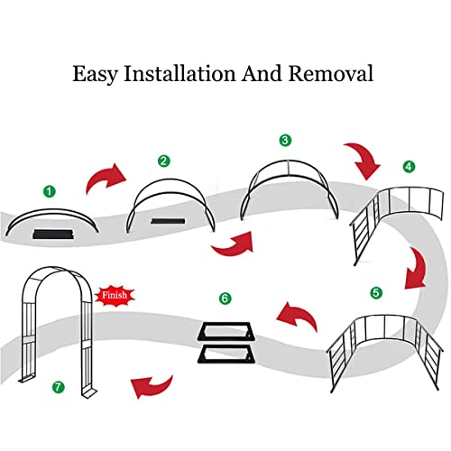 Garden Arch Heavy Duty Metal Rose Arch Arbor Archway Arches Trellis Frame for Wedding Black Wedding Arch 1.2m 1.5m 1.8m 2.8m (Size : W2.1xH2.4m) (Rose W3xH2.4m)