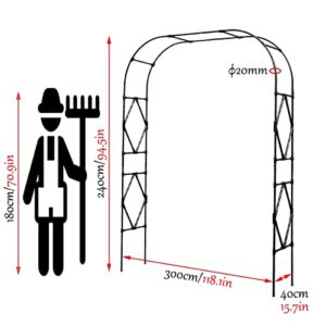 Garden Arch Heavy Duty Metal Rose Arch Arbor Archway Arches Trellis Frame for Wedding Black Wedding Arch 1.2m 1.5m 1.8m 2.8m (Size : W2.1xH2.4m) (Rose W3xH2.4m)