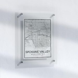 MG Global Minimalist Map Poster of Spokane Valley Washington USA WA Road City | 11x17 12x18 16x24 24x36 Unframed Traveler Wall Art | Modern Hometown City Artwork Print | Home Office Decor for Gift