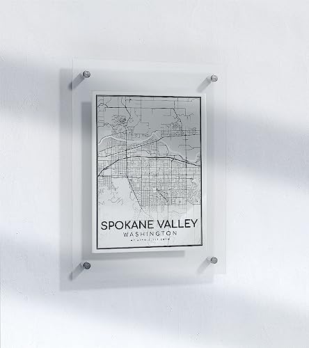 MG Global Minimalist Map Poster of Spokane Valley Washington USA WA Road City | 11x17 12x18 16x24 24x36 Unframed Traveler Wall Art | Modern Hometown City Artwork Print | Home Office Decor for Gift