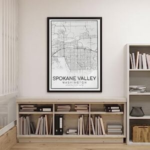 MG Global Minimalist Map Poster of Spokane Valley Washington USA WA Road City | 11x17 12x18 16x24 24x36 Unframed Traveler Wall Art | Modern Hometown City Artwork Print | Home Office Decor for Gift