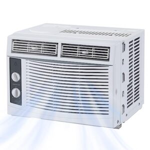 garvee 5,000 btu window mounted air conditioner - efficient cooling small window ac unit with easy-to-use mechanical controls and washable filter, cool up to 150 sq.ft., 110-115v, white