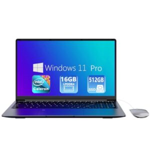 saintdise 15.6 inch laptop pc built with intel cerelon n5095(up to 2.9ghz) 4-core cpu laptops 16gb ram 512gb rom uhd notebook computer wifi5 bluetooth 4.2 webcam,fingerprint unlock