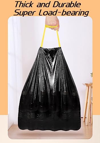 100 Count Drawstring Trash Bags, Jixik 4 Gallon Thickened Garbage Bags 17.7" x 19.7" Unscented Trash Bags for Kitchen, Bathroom, Office Waste Bin Liners