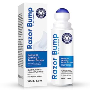 razor bump treatment - ingrown hair treatment for razor bumps, after shave treatment for face, neck, bikini area, legs, with salicylic acid, glycolic acid