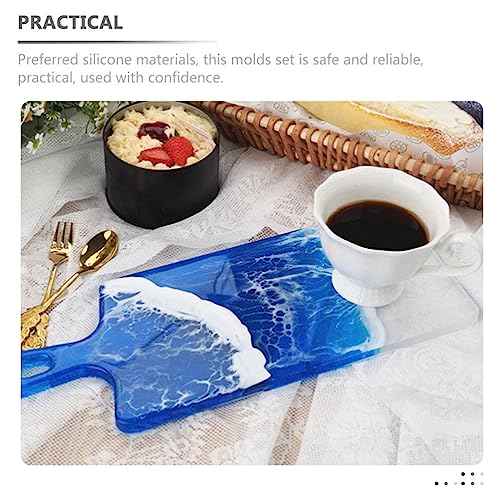 VILLCASE 2pcs Silicone Tray Molds Paddle Epoxy Mold Plate Resin Molds with Handle Coaster Casting Mold Shot Glass Serving Mold Jewelry Tray Crafting Molds for DIY Craft