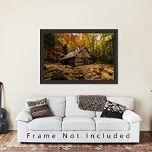 Country Photography Print (Not Framed) Picture of Old Barn Surrounded by Fall Foliage on Autumn Day in Great Smoky Mountains Tennessee Rustic Wall Art Cabin Lodge Decor (8" x 10")