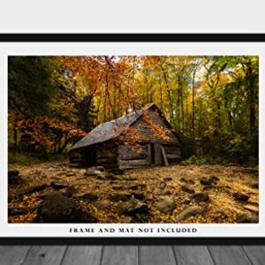 Country Photography Print (Not Framed) Picture of Old Barn Surrounded by Fall Foliage on Autumn Day in Great Smoky Mountains Tennessee Rustic Wall Art Cabin Lodge Decor (8" x 10")