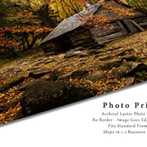 Country Photography Print (Not Framed) Picture of Old Barn Surrounded by Fall Foliage on Autumn Day in Great Smoky Mountains Tennessee Rustic Wall Art Cabin Lodge Decor (8" x 10")