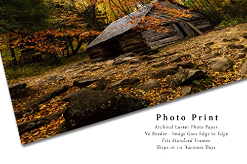 Country Photography Print (Not Framed) Picture of Old Barn Surrounded by Fall Foliage on Autumn Day in Great Smoky Mountains Tennessee Rustic Wall Art Cabin Lodge Decor (8" x 10")