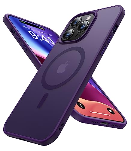 Kocanasi 𝗡𝗘𝗪 Magnetic for iPhone 14 Pro Max Case [Compatible with MagSafe] [10FT Military Grade Drop Tested] Slim Translucent Matte Case for iPhone 14 Pro Max Phone Case, Deep Purple (6.7")