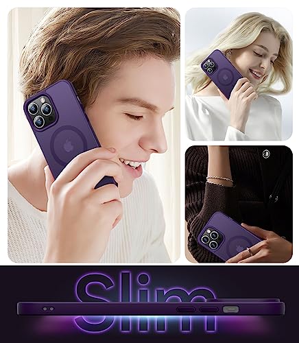 Kocanasi 𝗡𝗘𝗪 Magnetic for iPhone 14 Pro Max Case [Compatible with MagSafe] [10FT Military Grade Drop Tested] Slim Translucent Matte Case for iPhone 14 Pro Max Phone Case, Deep Purple (6.7")