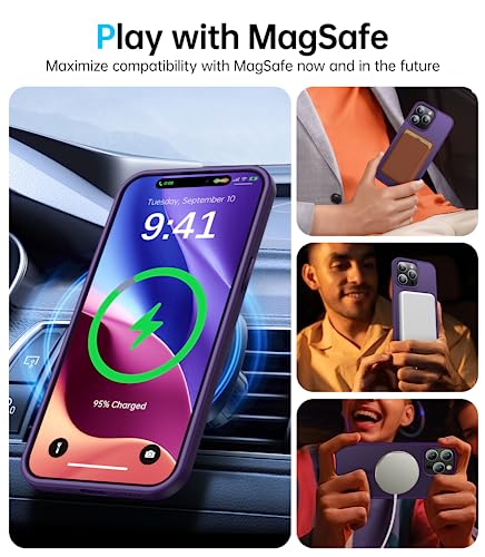 Kocanasi 𝗡𝗘𝗪 Magnetic for iPhone 14 Pro Max Case [Compatible with MagSafe] [10FT Military Grade Drop Tested] Slim Translucent Matte Case for iPhone 14 Pro Max Phone Case, Deep Purple (6.7")