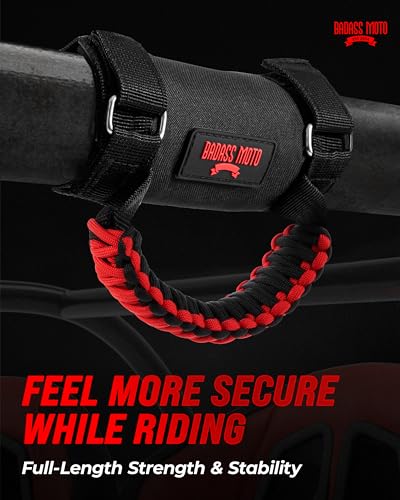 UTV Grab Handles Roll Bar Grab Handles. RZR Passenger Grab Handle 2 Pack Roll Cage Handle Fits Polaris Ranger, Mule, Teryx, CFMoto, Yamaha, Honda Pioneer, Can Am SxS UTV Accessories Red Paracord