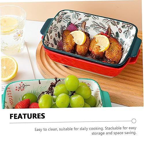 Cabilock Mori Bakeware Bread Loaf Pan Ceramic Loaf Pan Toaster Oven Bakeware Ceramic Baking Pan Animals Pattern Baking Tray Oven Baking Dish Ceramic Tableware Ceramic Baking Tray Food Bowl