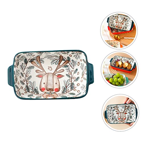 Cabilock Mori Bakeware Bread Loaf Pan Ceramic Loaf Pan Toaster Oven Bakeware Ceramic Baking Pan Animals Pattern Baking Tray Oven Baking Dish Ceramic Tableware Ceramic Baking Tray Food Bowl