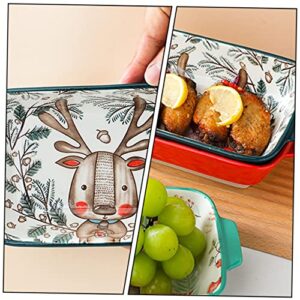 Cabilock Mori Bakeware Bread Loaf Pan Ceramic Loaf Pan Toaster Oven Bakeware Ceramic Baking Pan Animals Pattern Baking Tray Oven Baking Dish Ceramic Tableware Ceramic Baking Tray Food Bowl