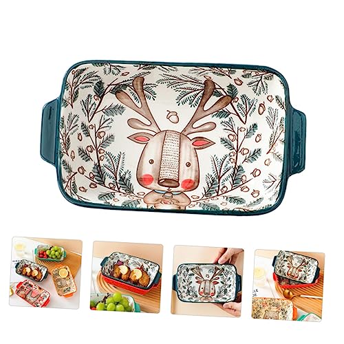 Cabilock Mori Bakeware Bread Loaf Pan Ceramic Loaf Pan Toaster Oven Bakeware Ceramic Baking Pan Animals Pattern Baking Tray Oven Baking Dish Ceramic Tableware Ceramic Baking Tray Food Bowl