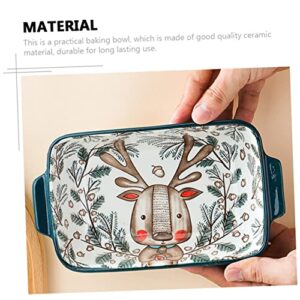 Cabilock Mori Bakeware Bread Loaf Pan Ceramic Loaf Pan Toaster Oven Bakeware Ceramic Baking Pan Animals Pattern Baking Tray Oven Baking Dish Ceramic Tableware Ceramic Baking Tray Food Bowl