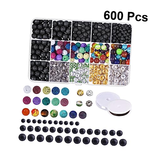 KONTONTY 1 Set 600pcs Natural Beads Gemstones Loose Beads Round Loose Gemstone Beads for Bracelets Small Colored Beads Kids diffusers for Essential Oils Charm Gemstone Beads Child