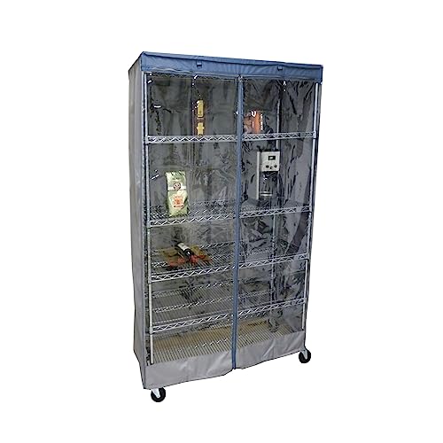 Formosa Covers | Storage Shelving Unit Cover for Metal Wire Utility Racks in Garage, Home, Kitchen, or Office Organization Grey and Clear PVC Viewing Panel and Blue Trim (36" W x 18" D x 72" H)